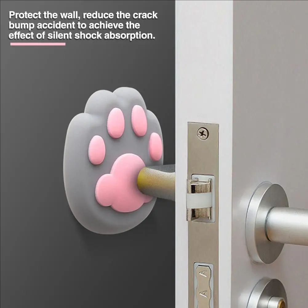 4 Pcs/ Kit Cartoon Cat Claw Modeling Doorknob Crash Protection Pad ...