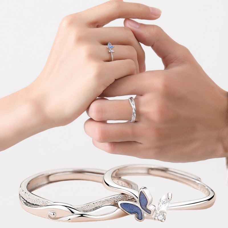 Luminous Butterfly Couple Rings - Lovers Jewelry Accessories - Open ...