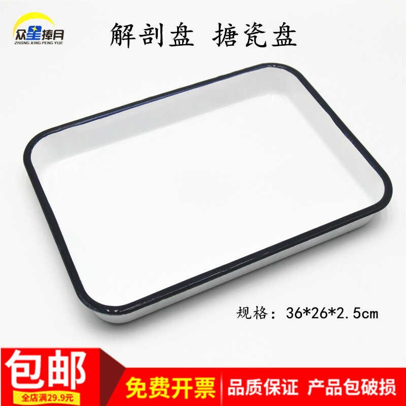 Large enamel square tray, biological laboratory dissection tray, white ...