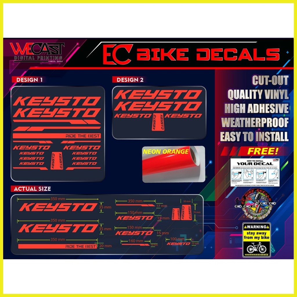 WECAST Keysto Bike Frame Decals Sticker and Bike Sticker for Frame ...