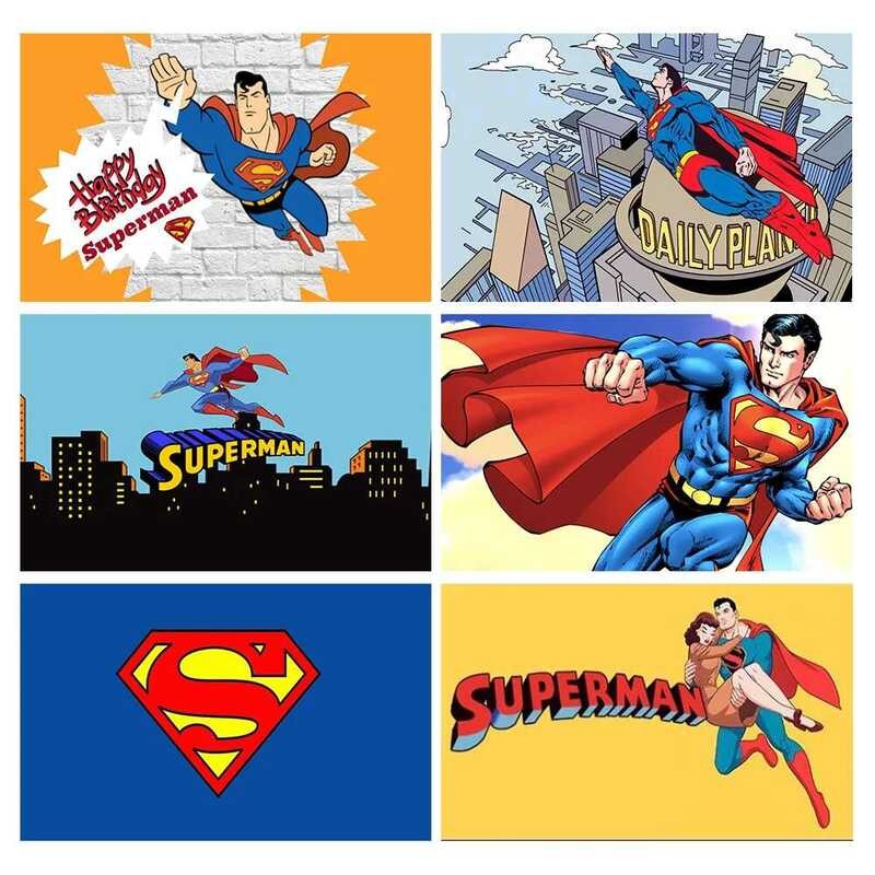 Superhero Superman Photography Backdrop Boys Birthday Party Decoration ...