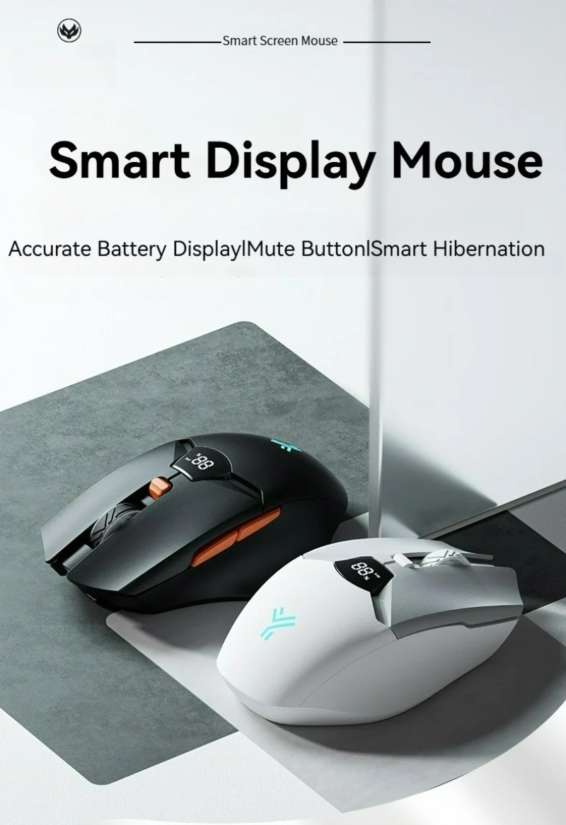 Wireless Bluetooth Mouse, Smart Screen Display, Dual Mode Mute Button ...