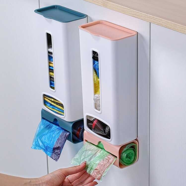 Garbage Bag Storage Box Kitchen Bag Convenient Plastic Bag Wall-Mounted ...