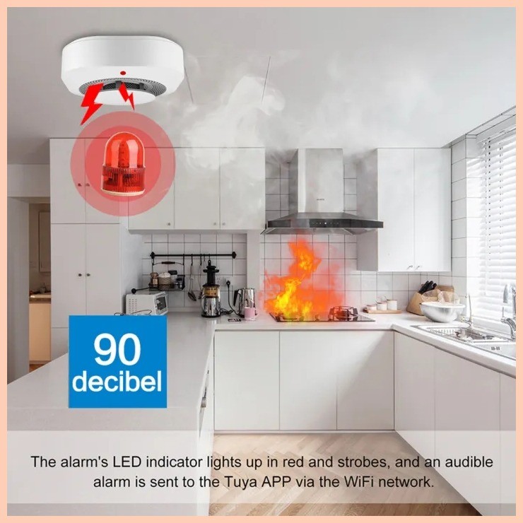 ☃ ⭐ Smoke Alarm All-round Smoke Fire Detector Alone 9V Battery Operated ...