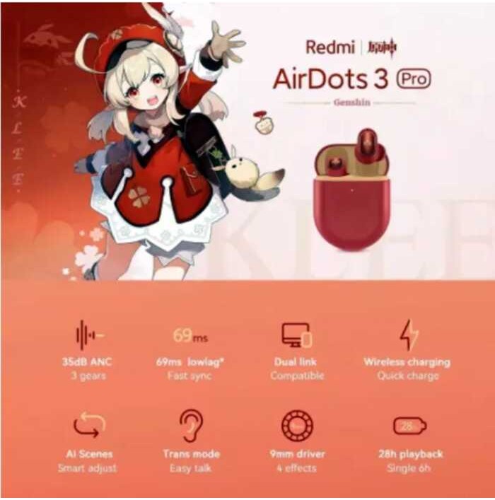 Klee Xiaomi Genshin Impact Redmi Airdots 3 Pro Bluetooth Earphones ...