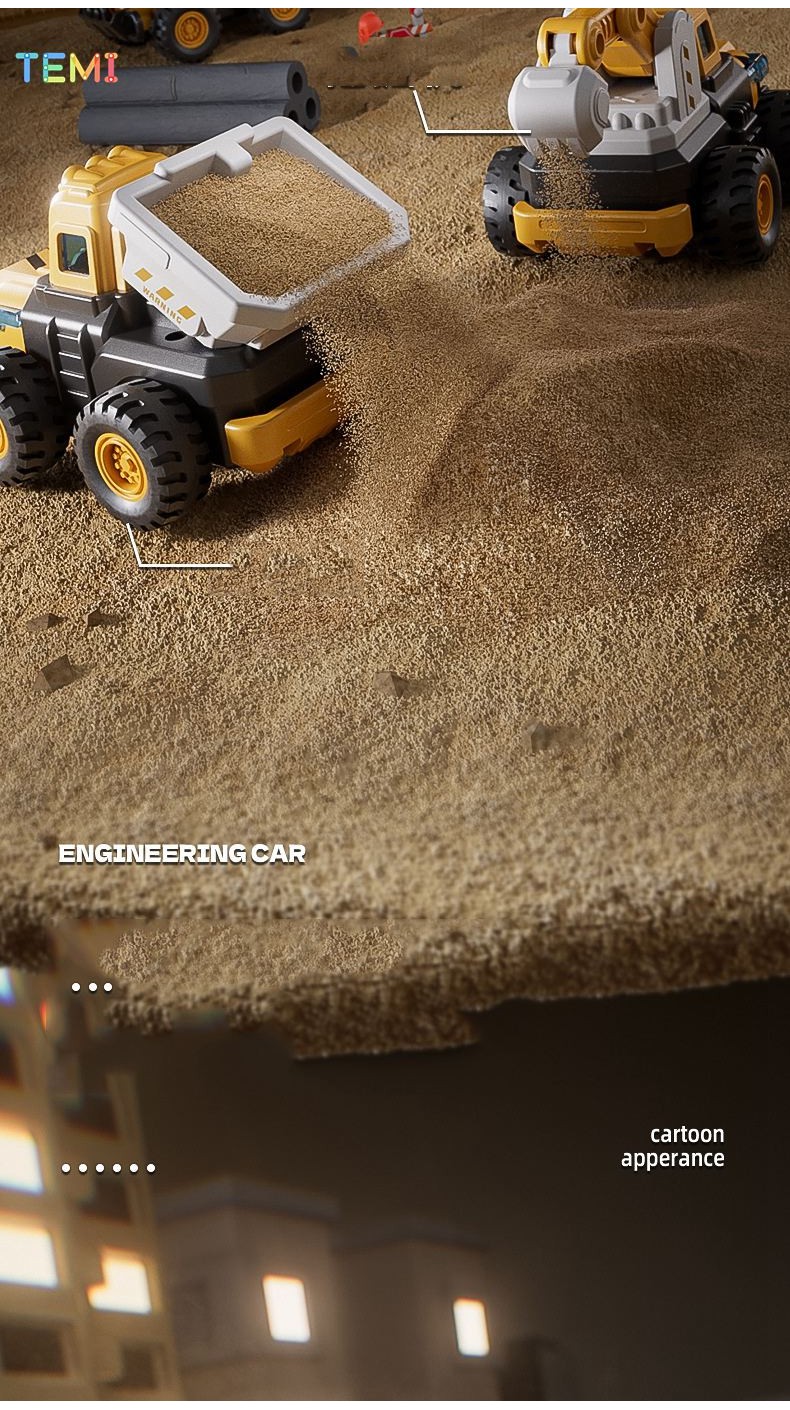 TEMI Press Run Engineering construction vehicle set children's mini ...