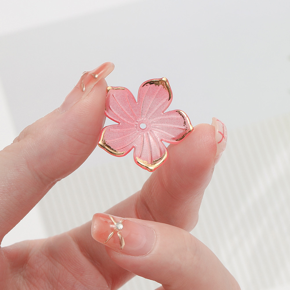 St. kunkka 50Pcs Acrylic Flower Beads Gilding Cherry Blossom Spacer ...