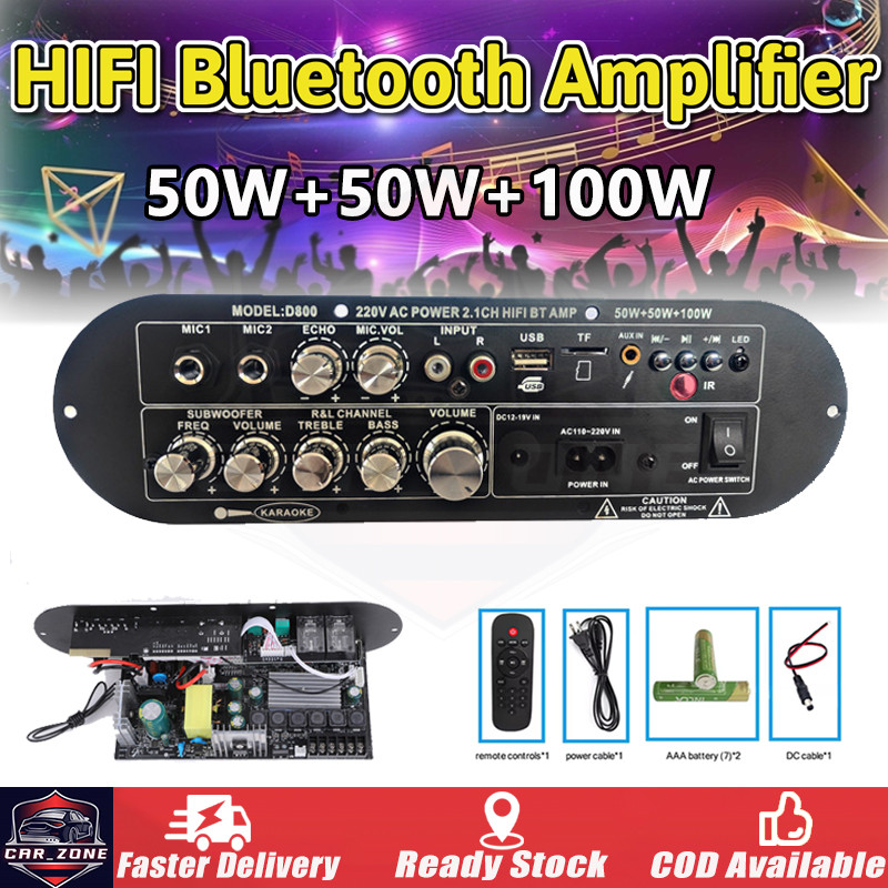 NEW D800 2.1 Channel Bluetooth 5.0 Amplifier AC 110Vto 220V for Speaker ...