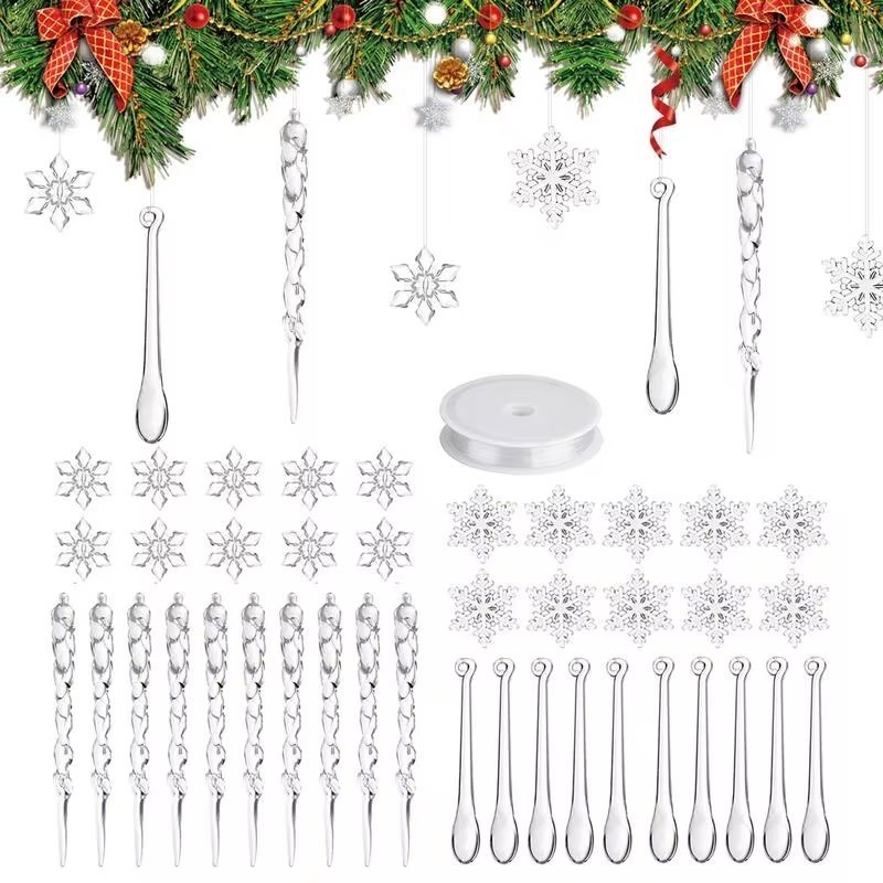 10pcs Clear Icicles for Christmas Tree Acrylic Christmas Icicle ...