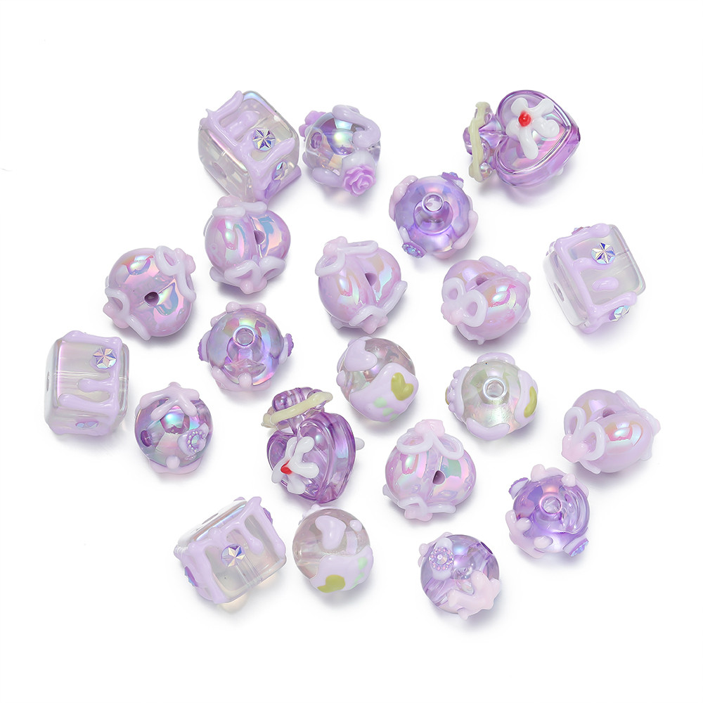 St. kunkka 5-10Pcs Acrylic Hand-Painted Beads Mixed Style Random ...