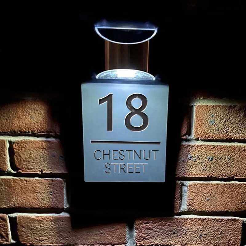 Lights Personalized Custom Light Up House Number Sign With Solar ...