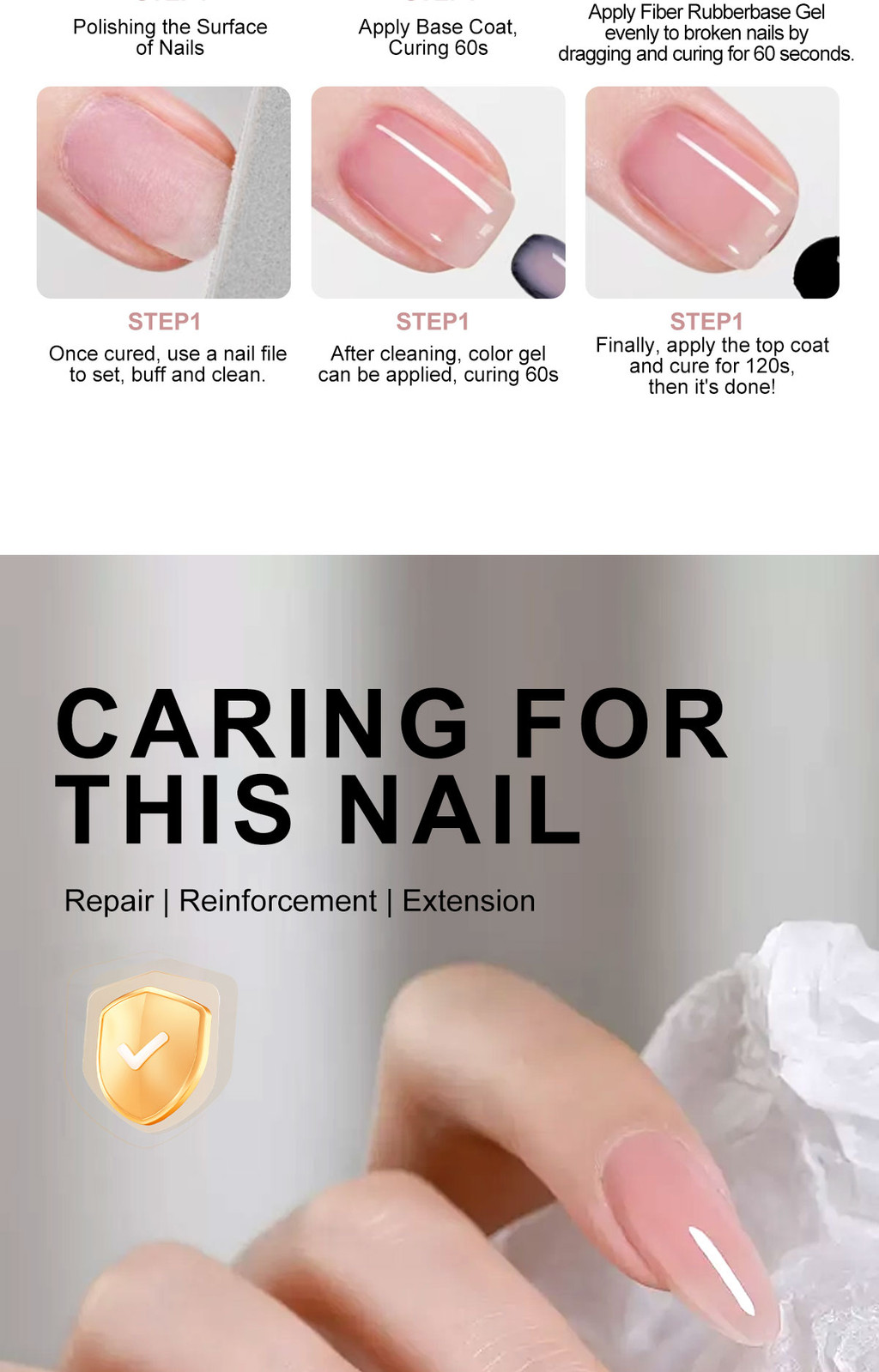 Fiber Rubber Base Gel For Broken Nail Repaired Fiberglass Quick ...