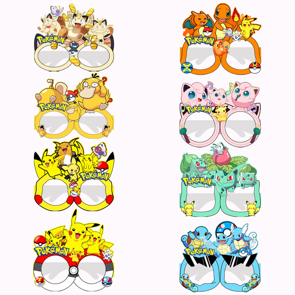 8pc/Lot Pokemon Go Pikachu Party Paper Eye Masks Kids Toy Paper Glasses ...