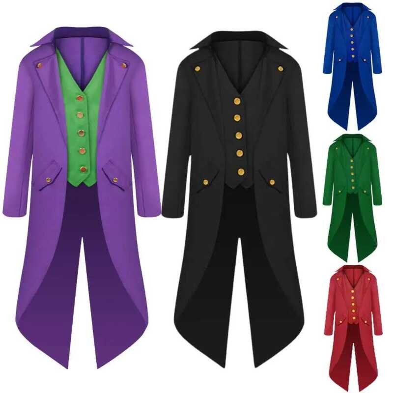 Super Villain Costume Joker Cosplay Adult Kids Steampunk Gothic ...