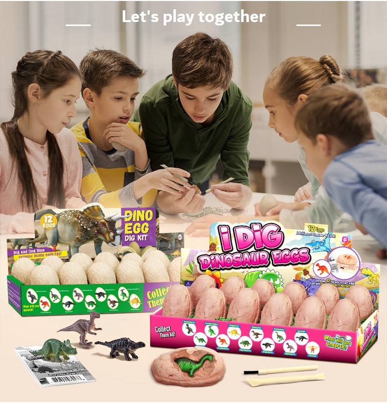 12-piece DIY digging dinosaur egg blind box archaeological digging toys ...