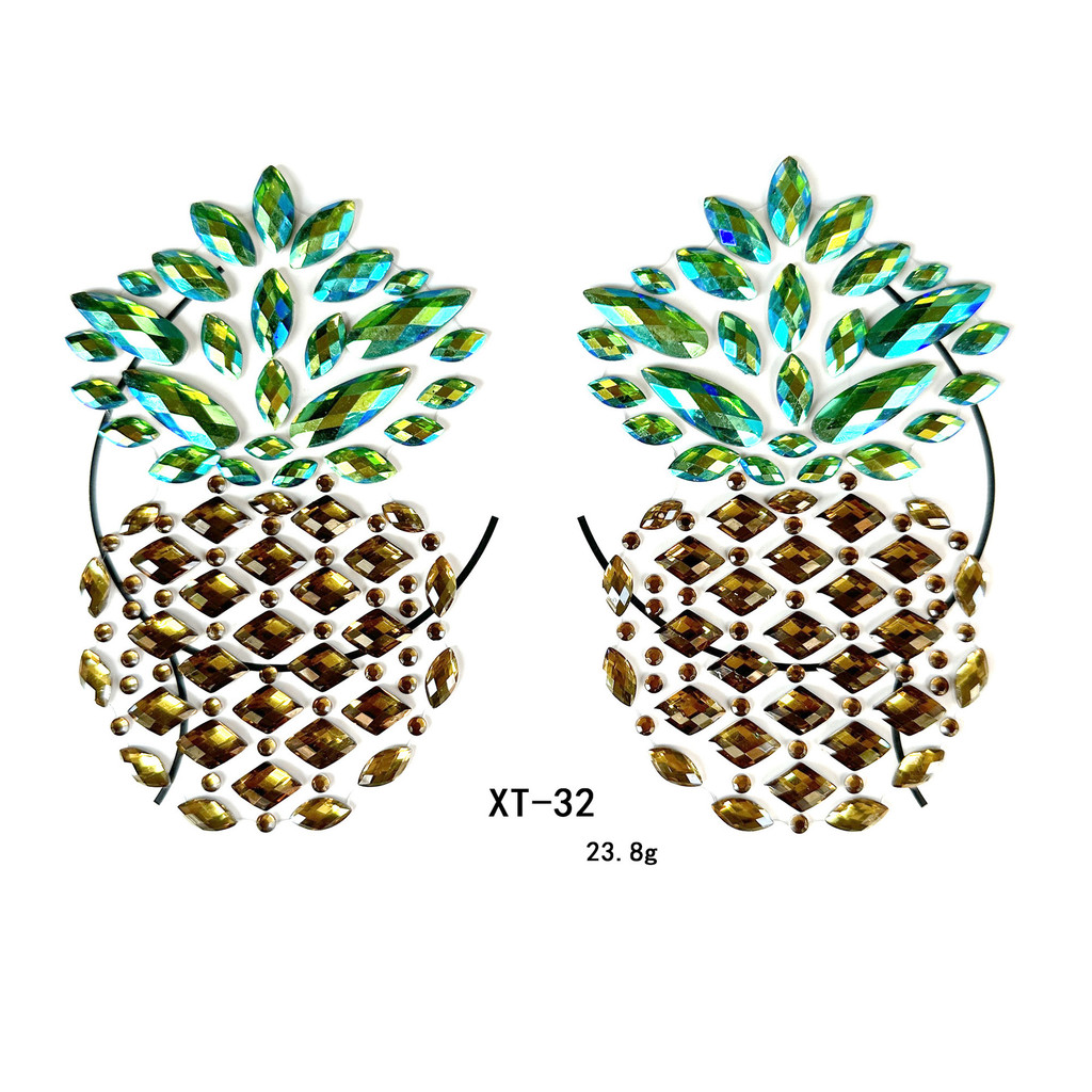 3D Crystal Chest Jewels Temporary Tattoo Sticker Rhinestone Flash ...