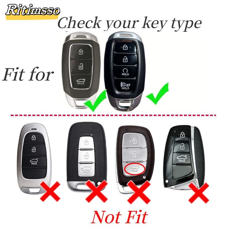 Alloy+Leather Car Key Case for Hyundai Accent 2023 2022 Kona 3 Buttons ...