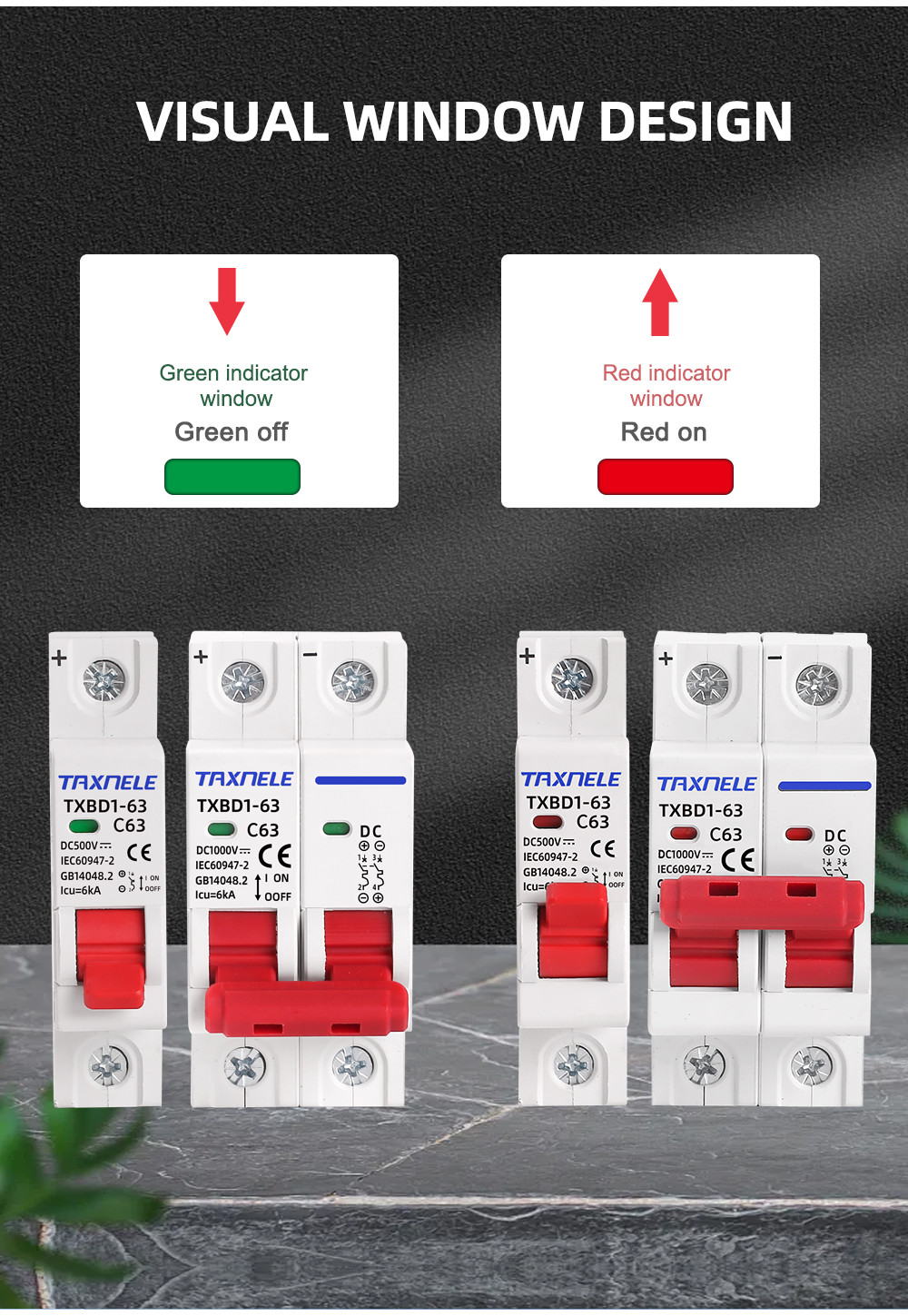 TAXNELE AC DC MCB 1P 2P SOLAR Circuit breaker Air Switch 32A 63A ...