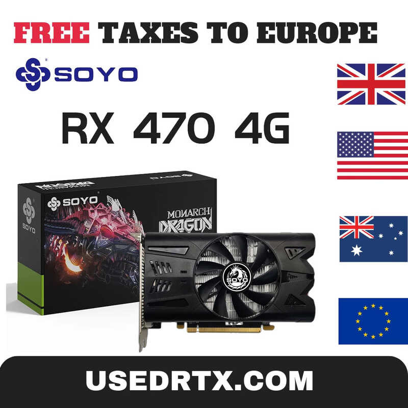 USED 5 AMD Radeon RX470 4G GDDR5 256bit Video Card HDMI+DP+DVI For Desop Gaming Computer ...