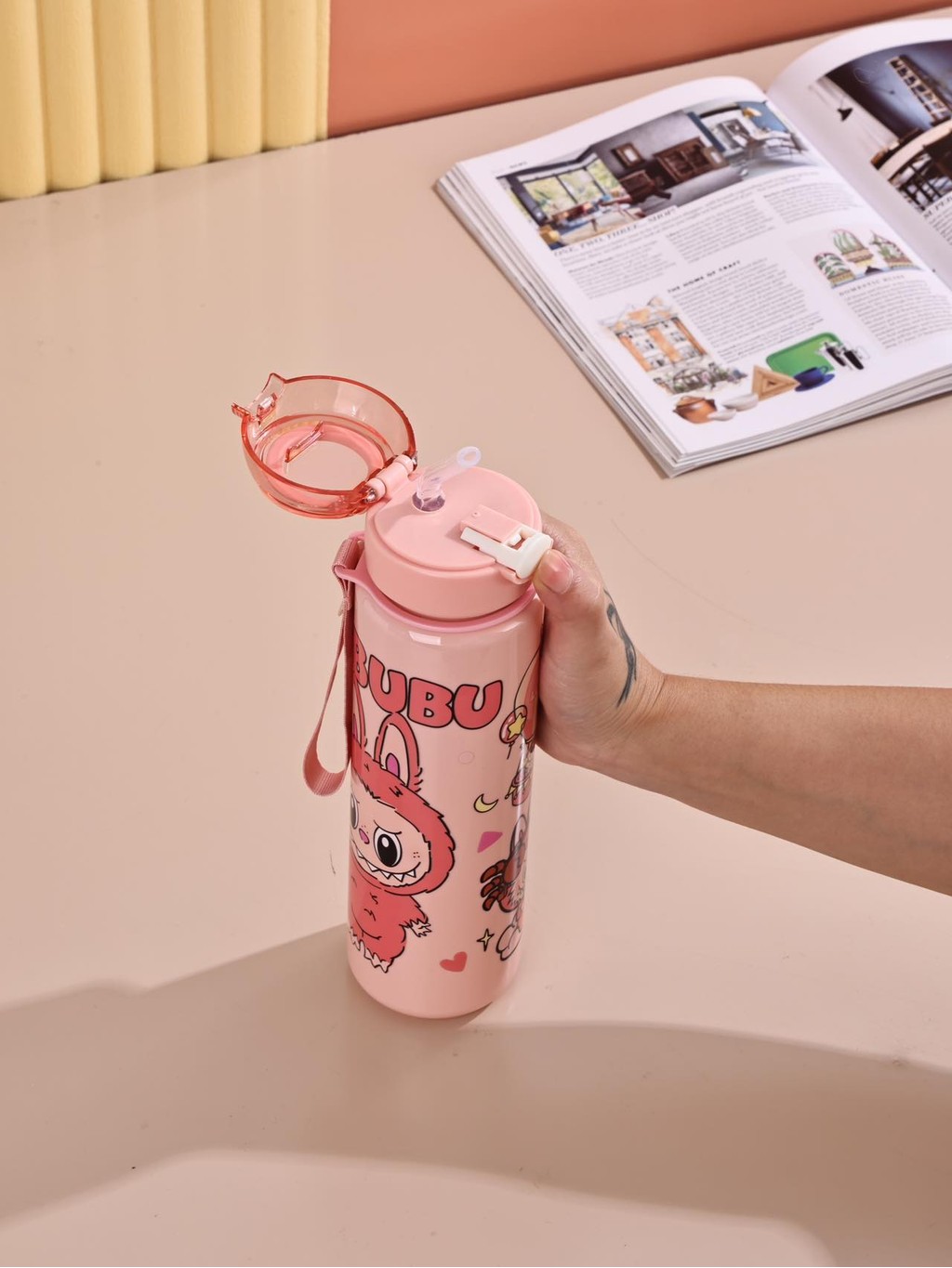 Labubu Portable 800ml Water Bottle Cartoon Design Creative Fancy With ...