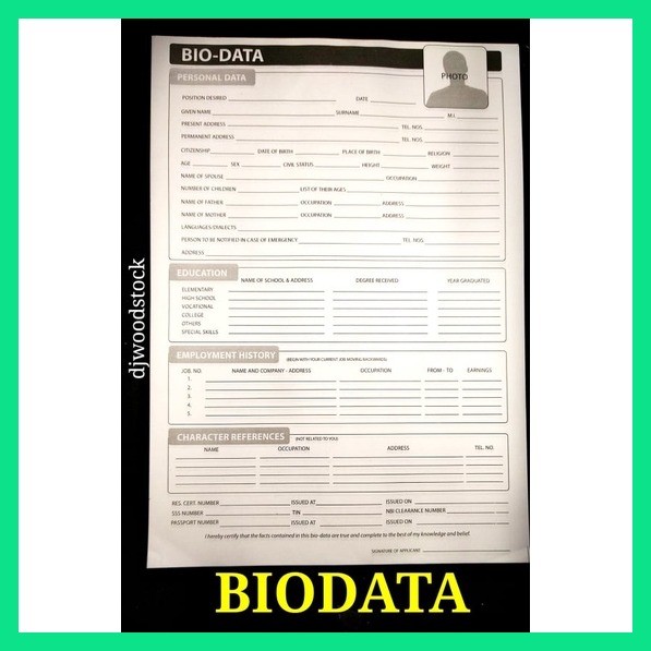⚽︎ BIODATA SHEET, BIODATA FORM SOLD BY 10's , 50's, 100's | Shopee ...