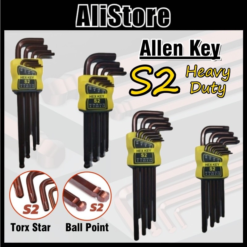 ALi S2 Heavy Duty Allen Key CRV Ball Point/Torx Star Wrench Tools ...