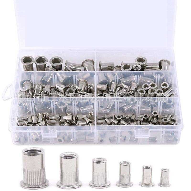 304 180pcs boxed stainless steel rivet nuts M3/M4/M5/M6/M8/M10 flat ...