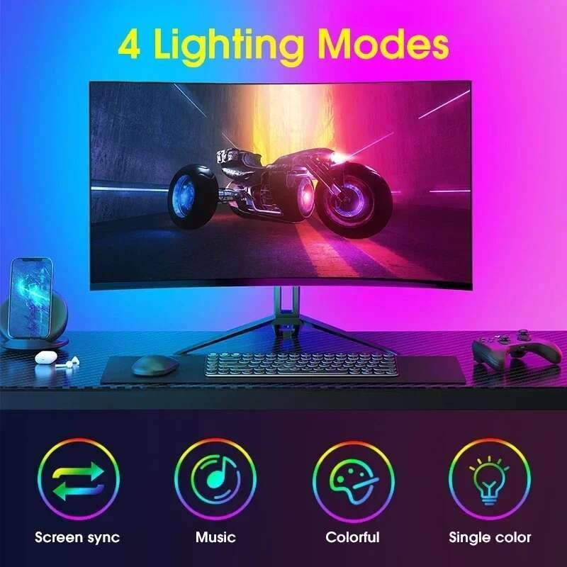 Monitor Skydimo Ambilight Lights PC E-Sport Gamer Ambient RGB Strip, Desop Computer Display AURA ...