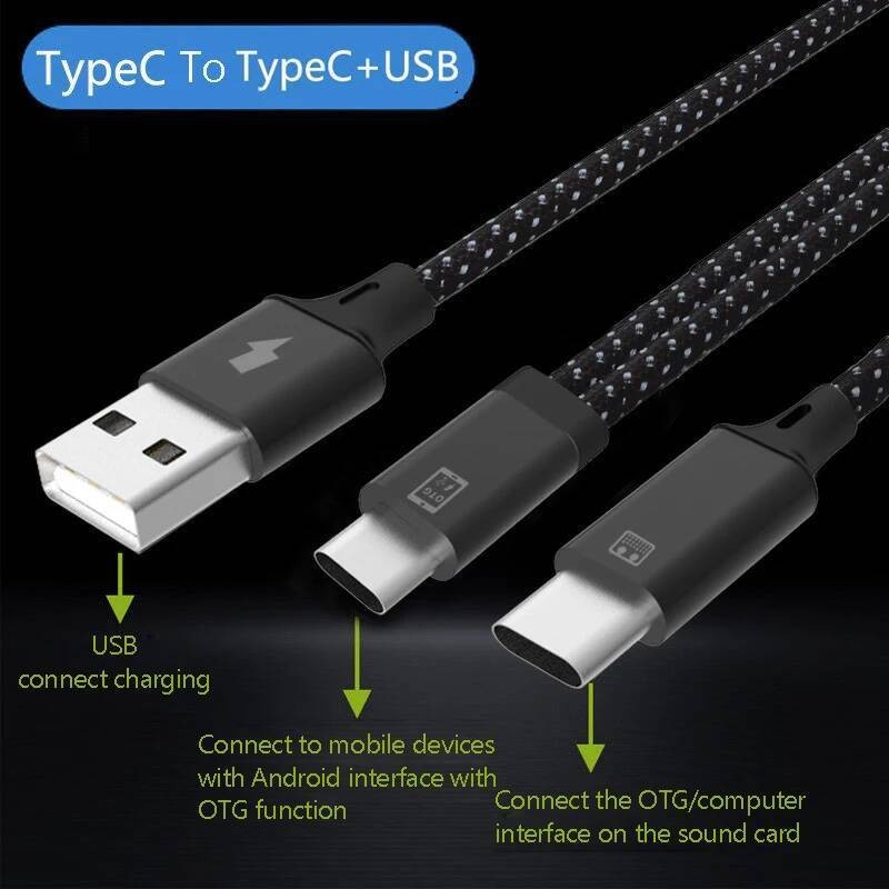 in 2 1 OTG Type C converter to USBC Sound Card micro USB Cable For ICON ...