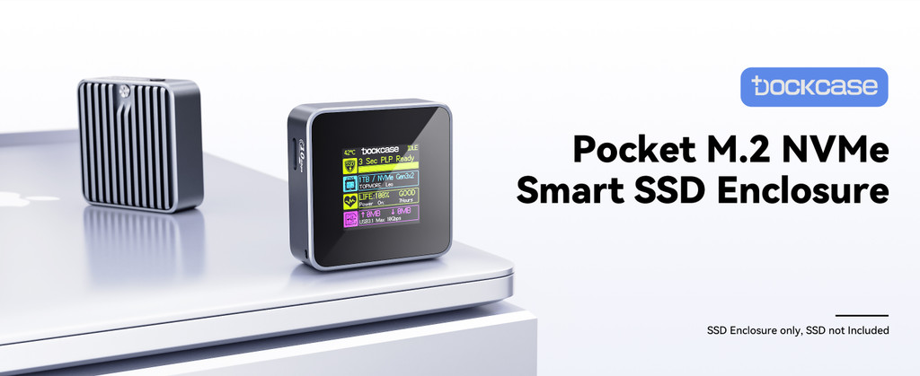 DOCKCASE Pocket M.2 2230 NVMe SSD Enclosure 10Gbps PCIe Case USB 3.2 ...