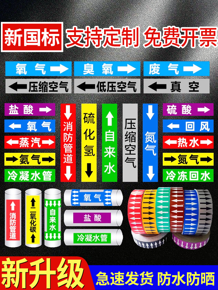 Identifikasyon ng tubo, flow direction arrow sign, fire protection ...