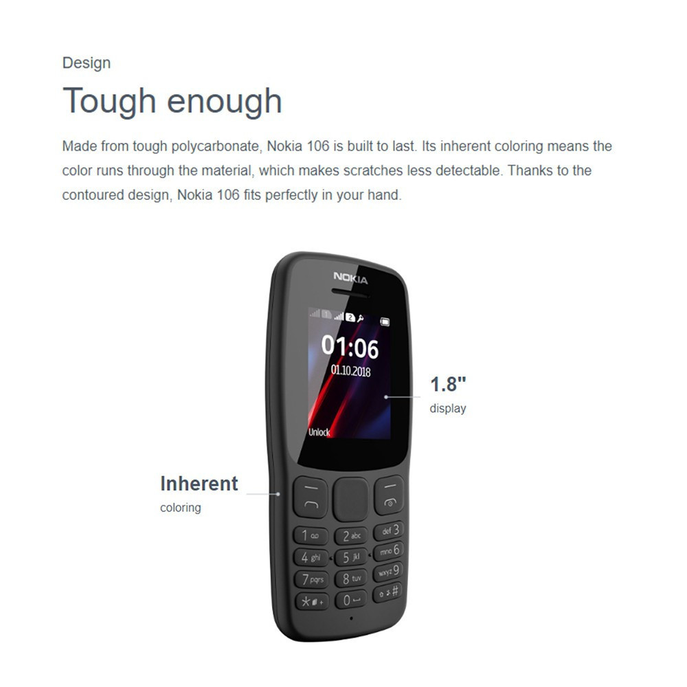 Original Feature Phone NOKI 106 / N105 Keypad cellphone Basic Phone ...