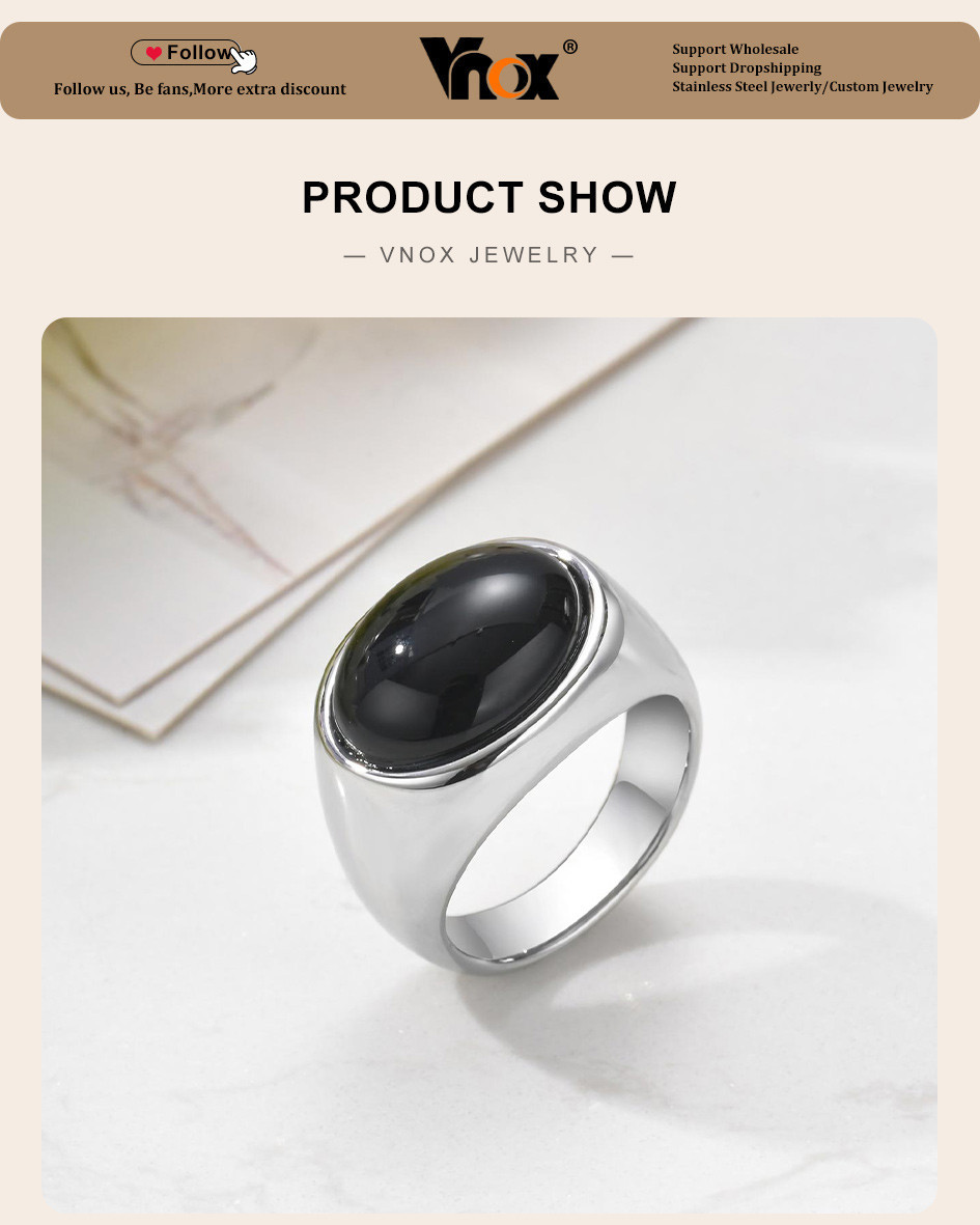 Vnox Vintage Onyx Oval Ring for Men,Stainless Steel Natural Stone Ring ...