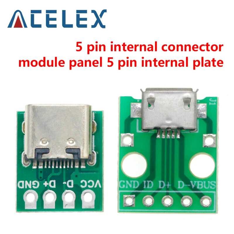 C03 10Pcs MICRO USB To DIP Adapter 5Pin Female Connector B Type PCB ...