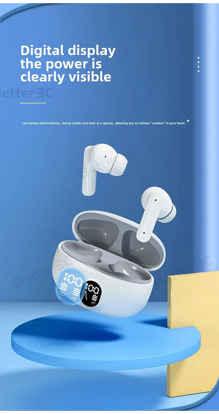 Ultra long battery life digital display wireless Bluetooth earphones HiFi sound quality earbuds ...