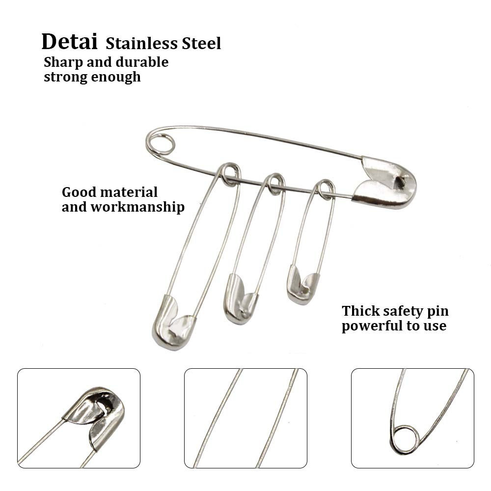 260pcs/set Nickel-plated Steel Mixed Safety Pins in 5 Sizes for Sewing ...