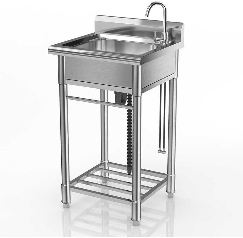 Steel Utility Sink Free Standing Single Bowl Kitchen Sink, Stainless ...