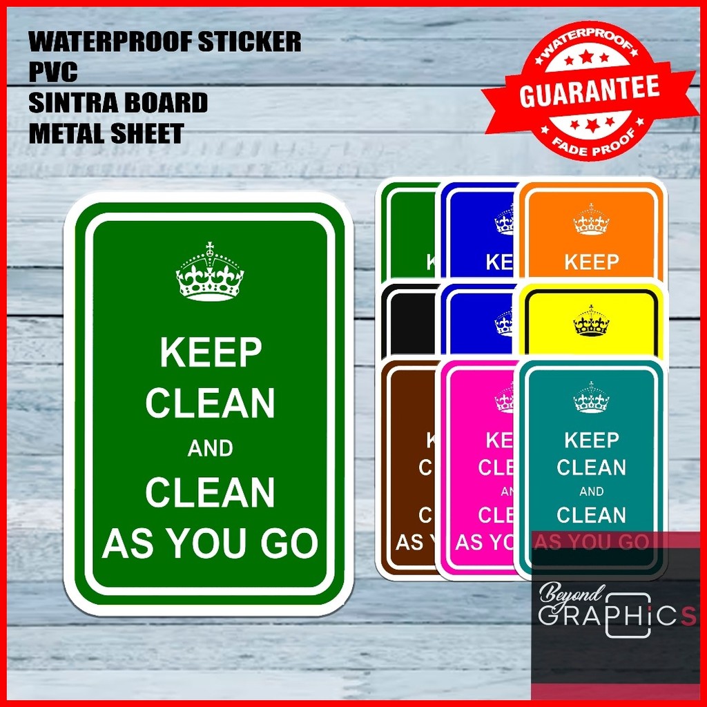 ♒ Beyond Graphics Clean As You Go Sign PVC Sticker Metal Sheet | Shopee ...
