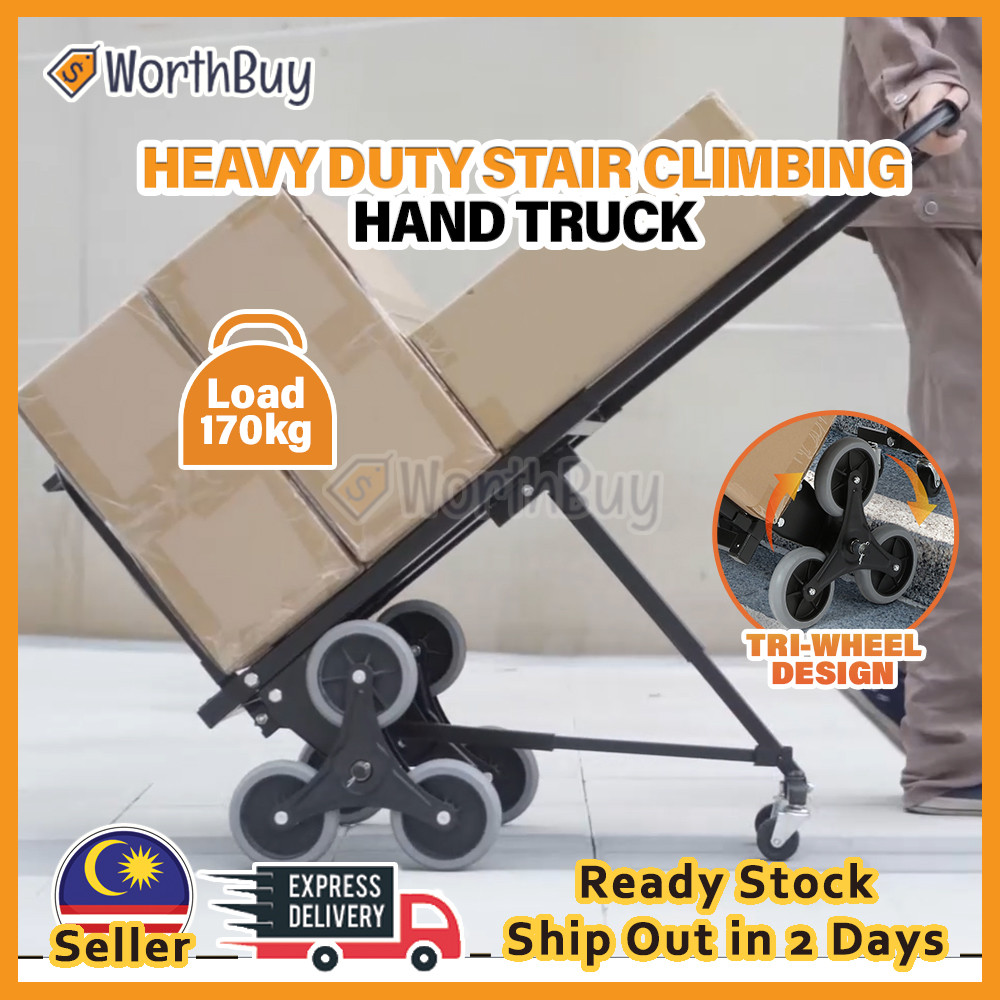 Worthbuy Tri-Wheel Heavy Duty Trolley Stair Hand Truck Trolley With ...