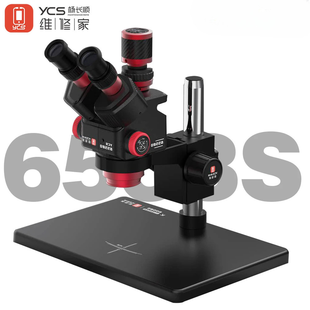 YCS 6558S HD Trinocular Microscope with Base 6.5X58 Zoom 4K Camera kit ...