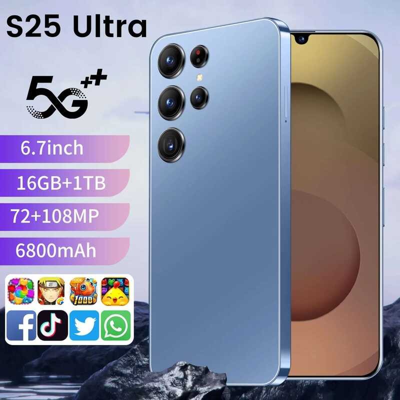 Xj 2025 Ong S25 Ultra Smartphone 6.7Inch Buong Screen 4G/5G Cell Phone ...