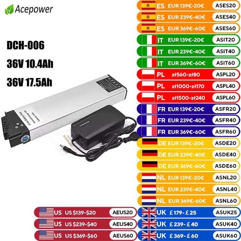 4 1 36V Ebike Battery For ADO A20 A20f MATE City BIKE Fiido M1 Folding ...