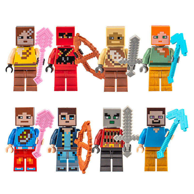 Minecraft Building Block Set Steve Alex Doll Minecraft Mini Figure ...