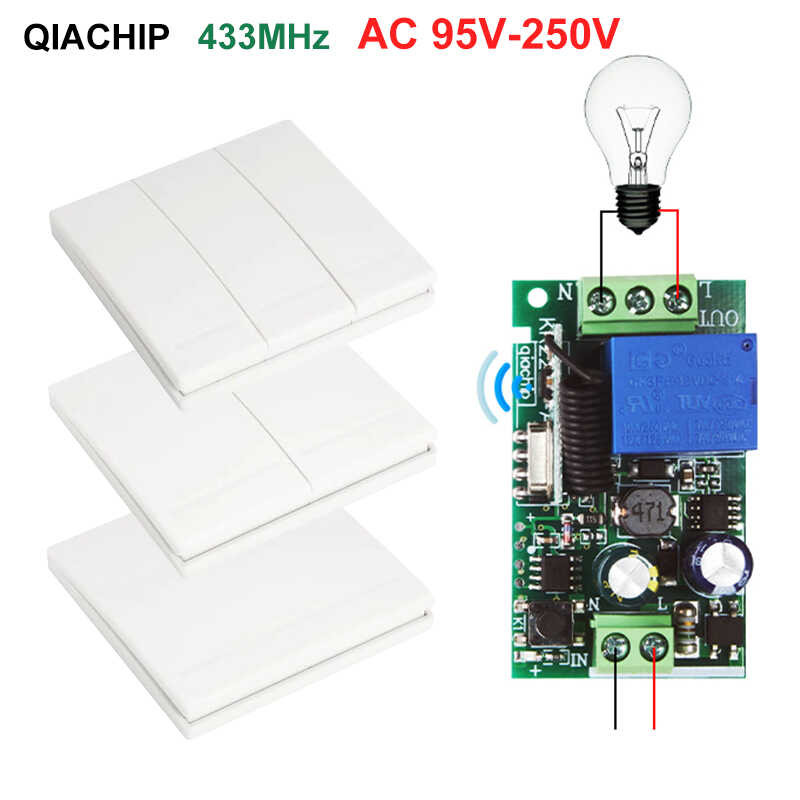Remote QIACHIP Wall Control Switch 433 Mhz Wireless RF Transmitter AC ...