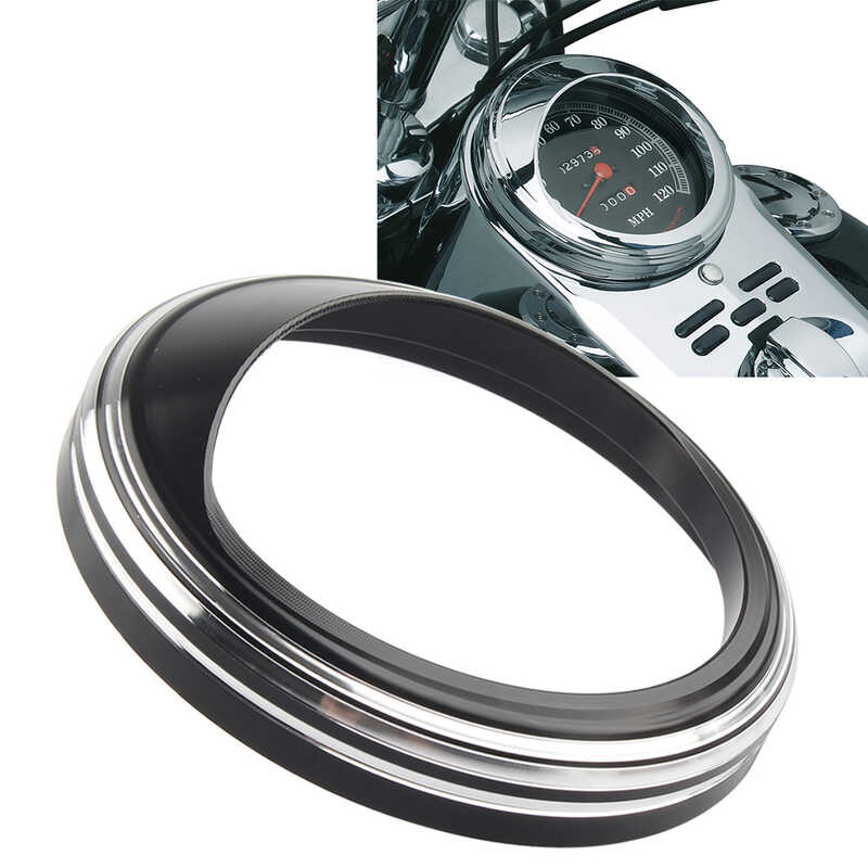 Speedometer Chrome/Black Trim Bezel Ring Visor For Fits Most Harley ...