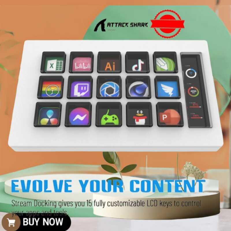 Attack Shark Stream Deck White Studio Controller 15 Ro Keys Trigger ...