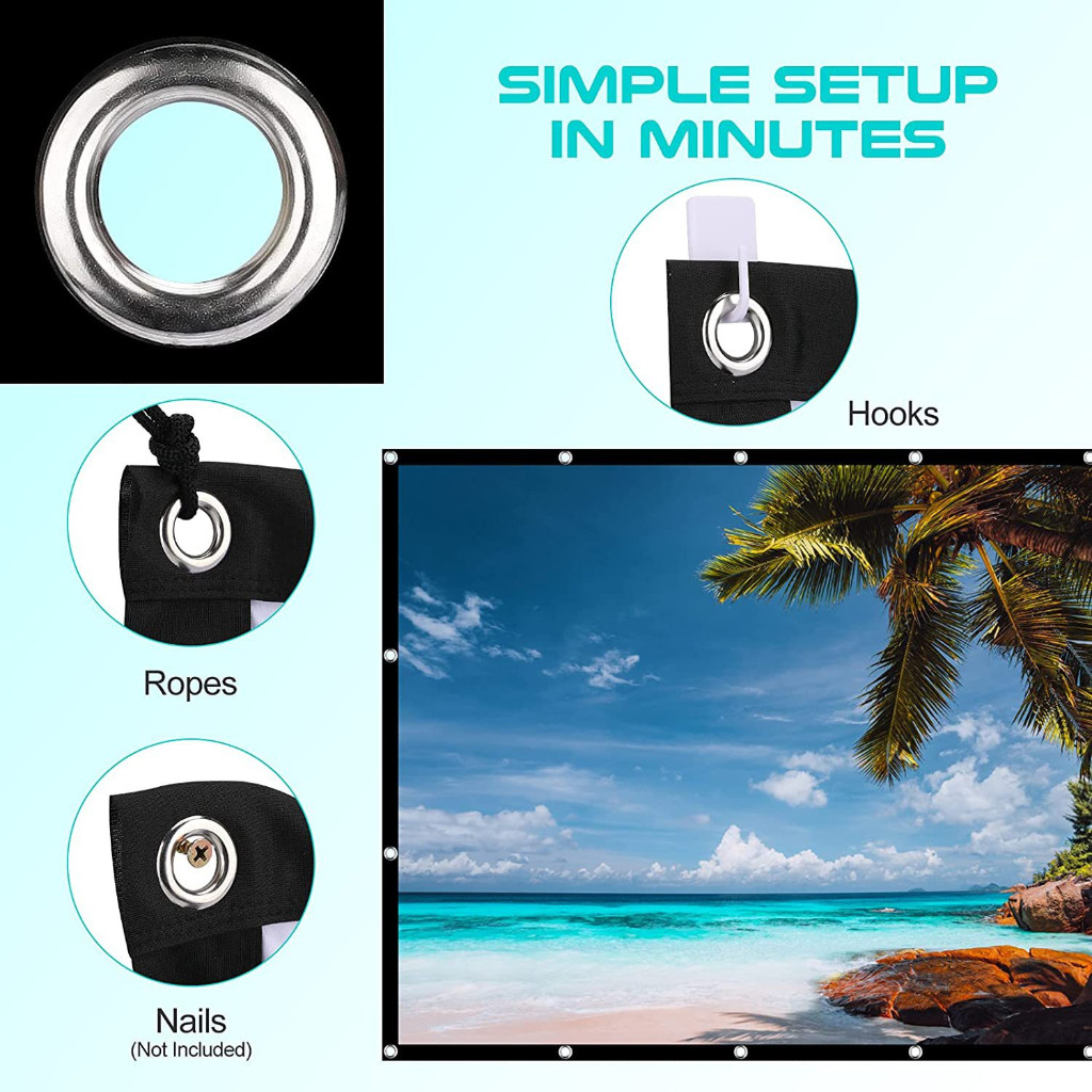 60 72 100 120 150 Inch 16:9 Portable Wrinkle Free Lightweight Projector ...