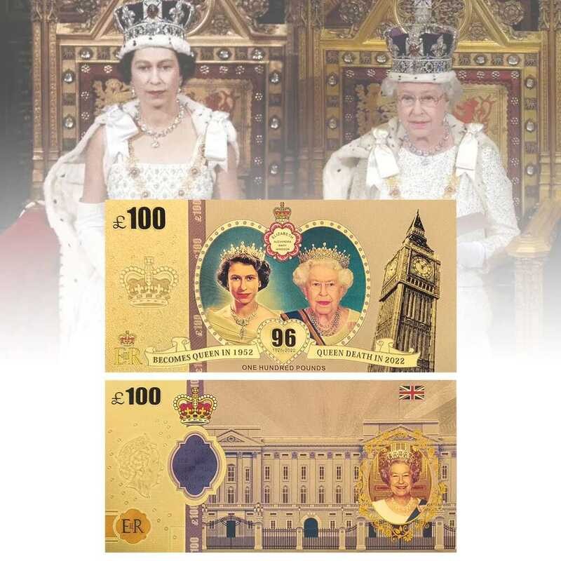 Queen Elizabeth 1926-2022 II Gold Foil Commemorative Banknotes ...