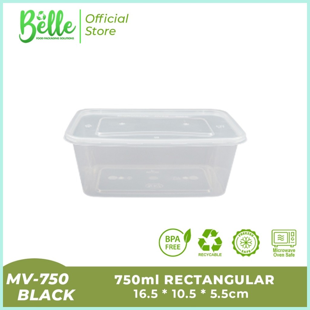 Belle RE 750 Microwavable Container 750mL (Rectangular) (50pcs/pack ...