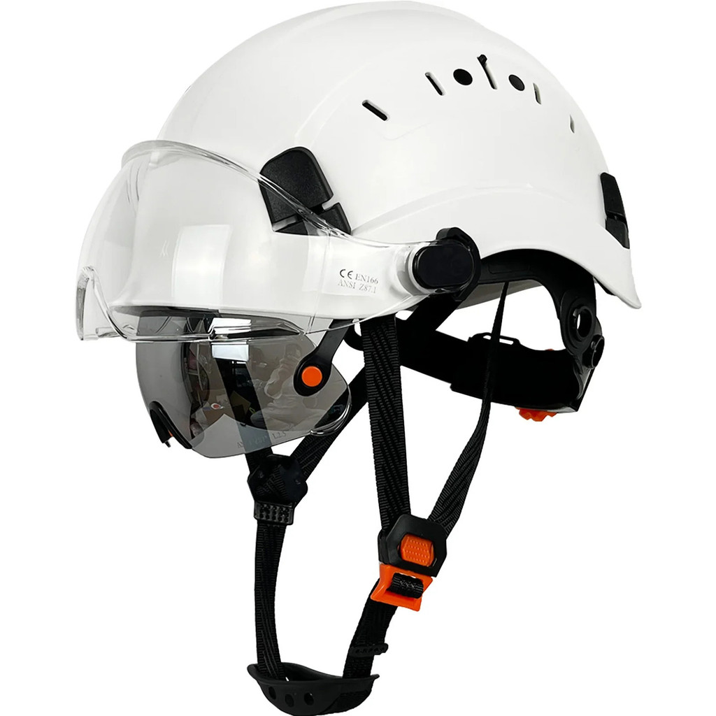 Construction Safety Helmet With Visor Goggles For Engineer ABS Hard Hat ...